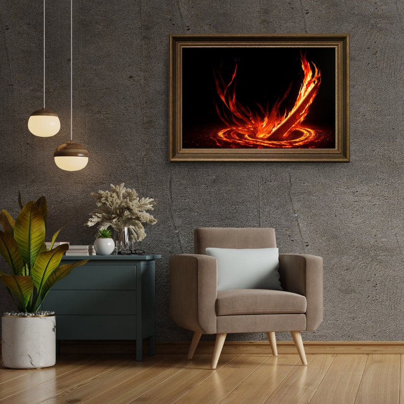 Printable Digital Art Flame Strike Fire Red Dark Light Campfire Hot ...