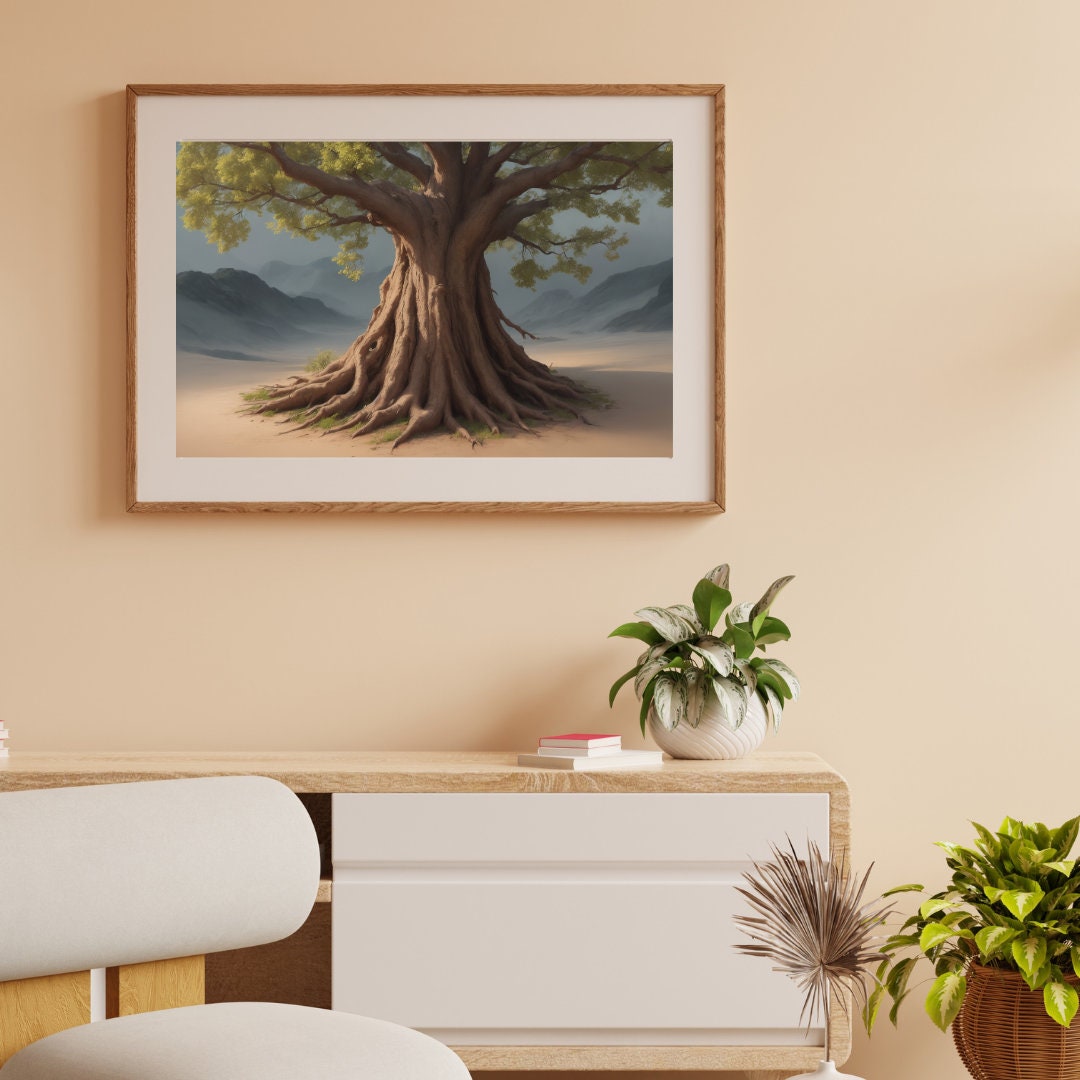 Printable Digital Art Great Tree of Resilience Nature Forest Green Wood ...