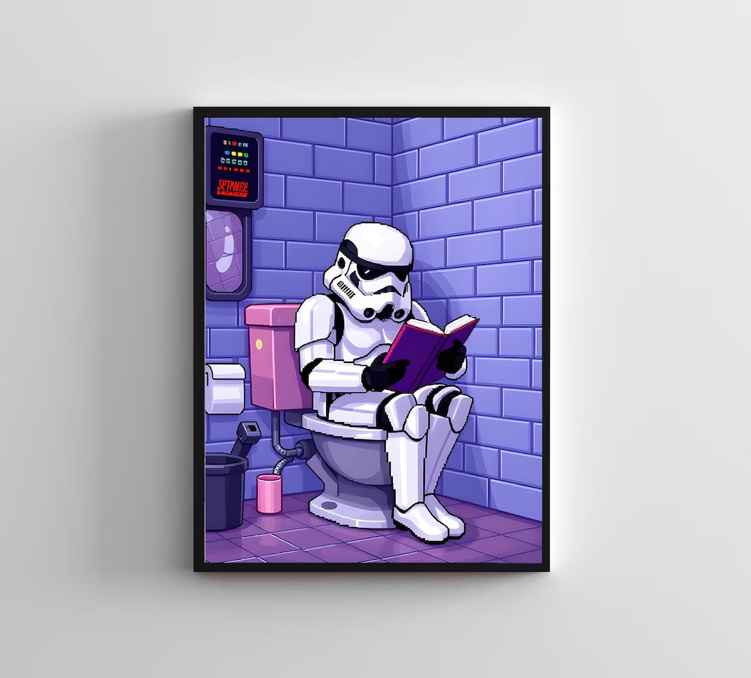 Stormtrooper Toilet, Pixel Art Starwars Wall Poster, Funny Art, Star ...