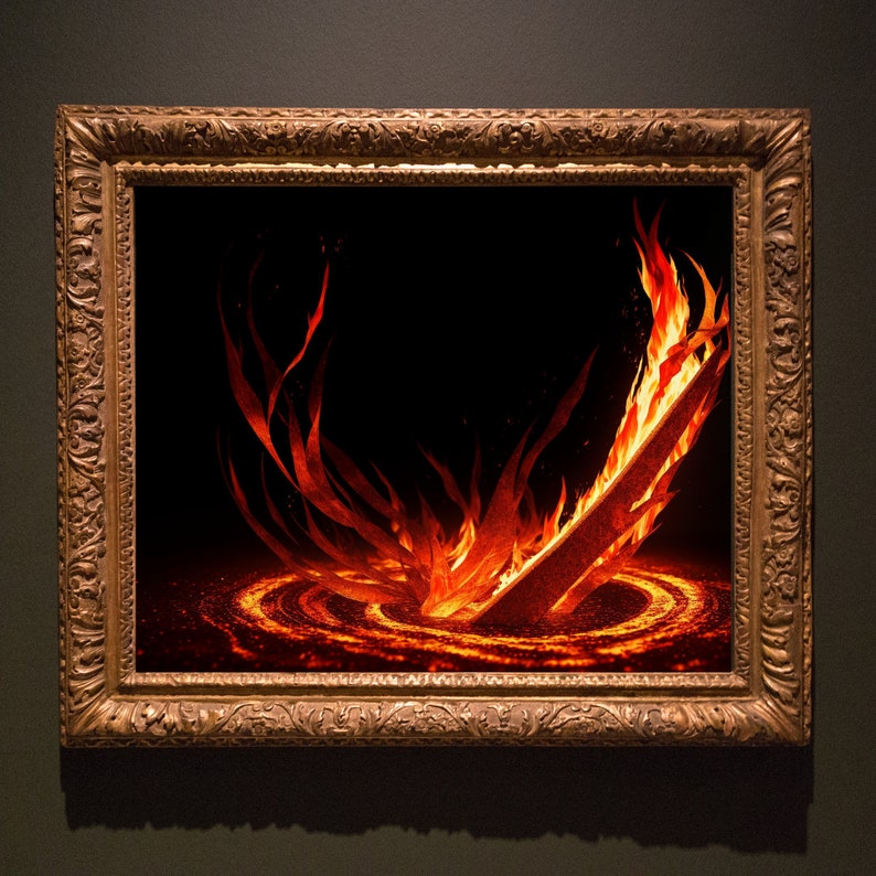 Printable Digital Art Flame Strike Fire Red Dark Light Campfire Hot ...