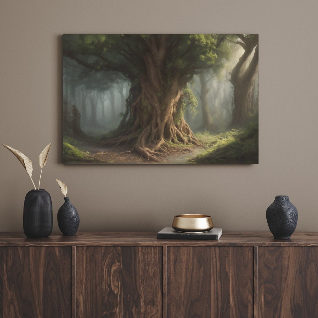 Printable Digital Art Great Tree of Wisdom Nature Forest Green Wood ...