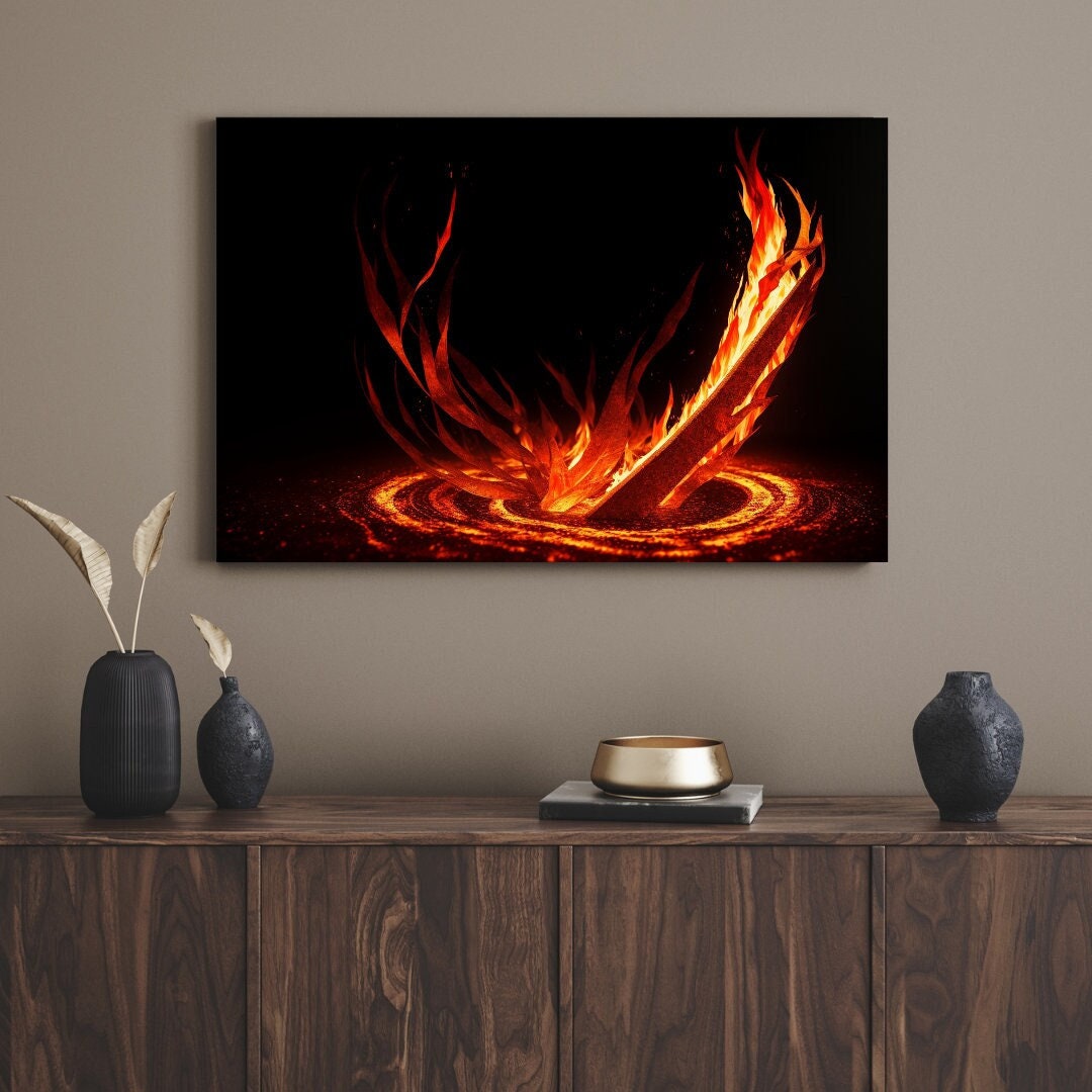 Printable Digital Art Flame Strike Fire Red Dark Light Campfire Hot ...