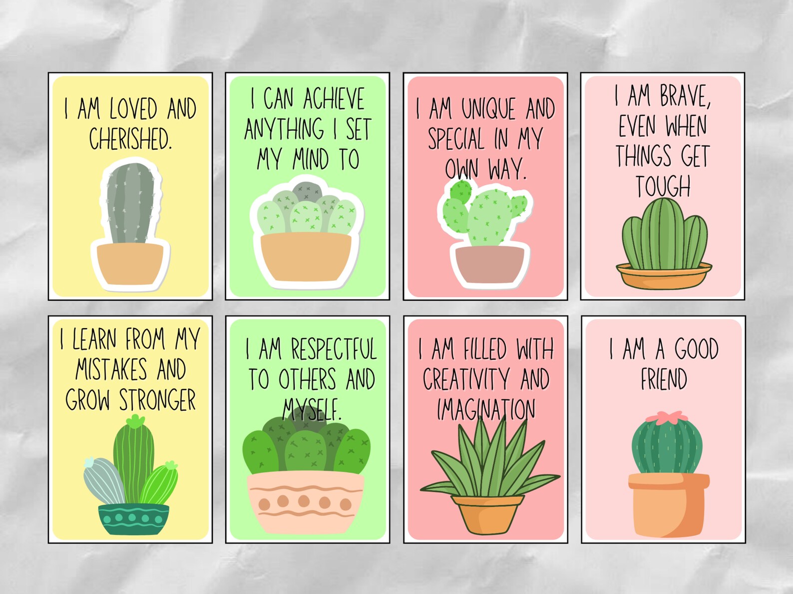 48 Positive Affirmation Cards for Kids, Kindness and Inspirational ...