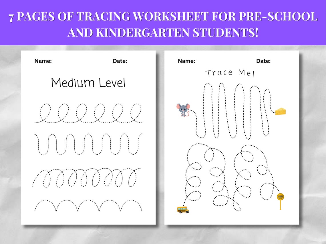 Pre-school Line Tracing Activity Worksheets, Printable Handwriting ...
