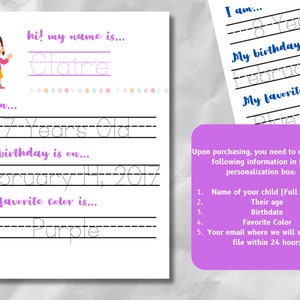 Custom Name Tracing Worksheet Handwriting Practice for Kids ...