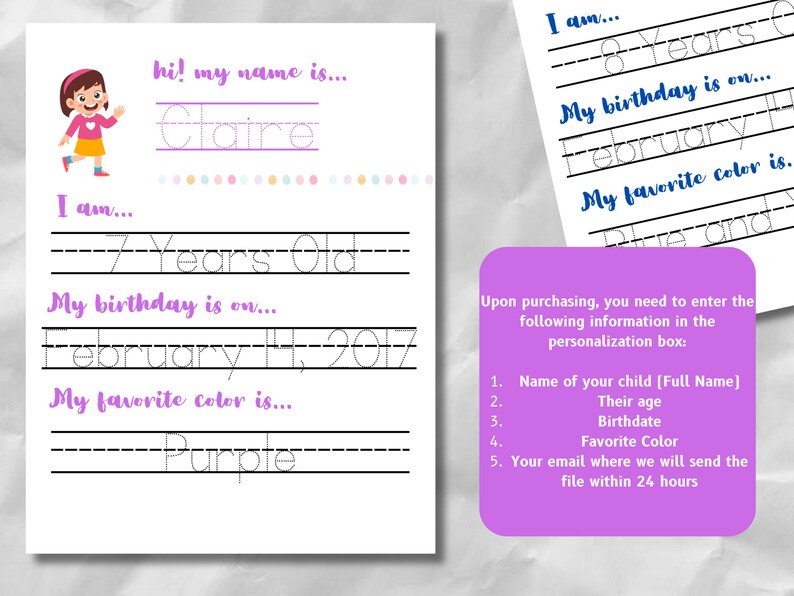 Custom Name Tracing Worksheet Handwriting Practice for Kids ...