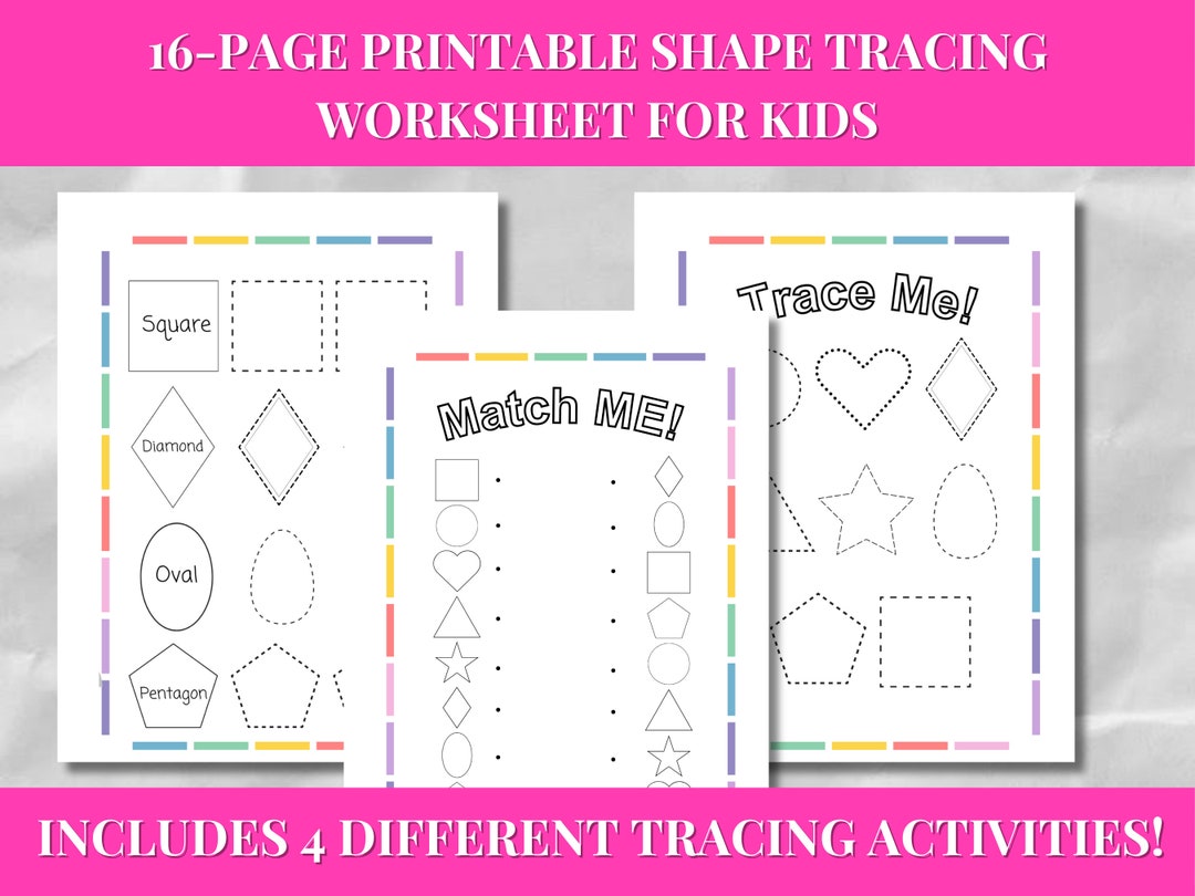 Fun Shape Tracing Activity Sheets for Kids, Printable Preschool ...