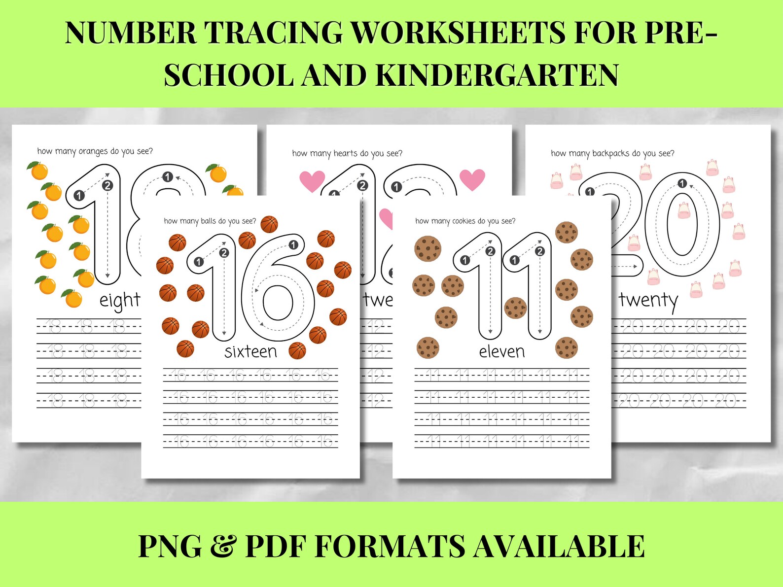 1-20 Number Tracing Worksheets for Preschool, Tracing Worksheets ...