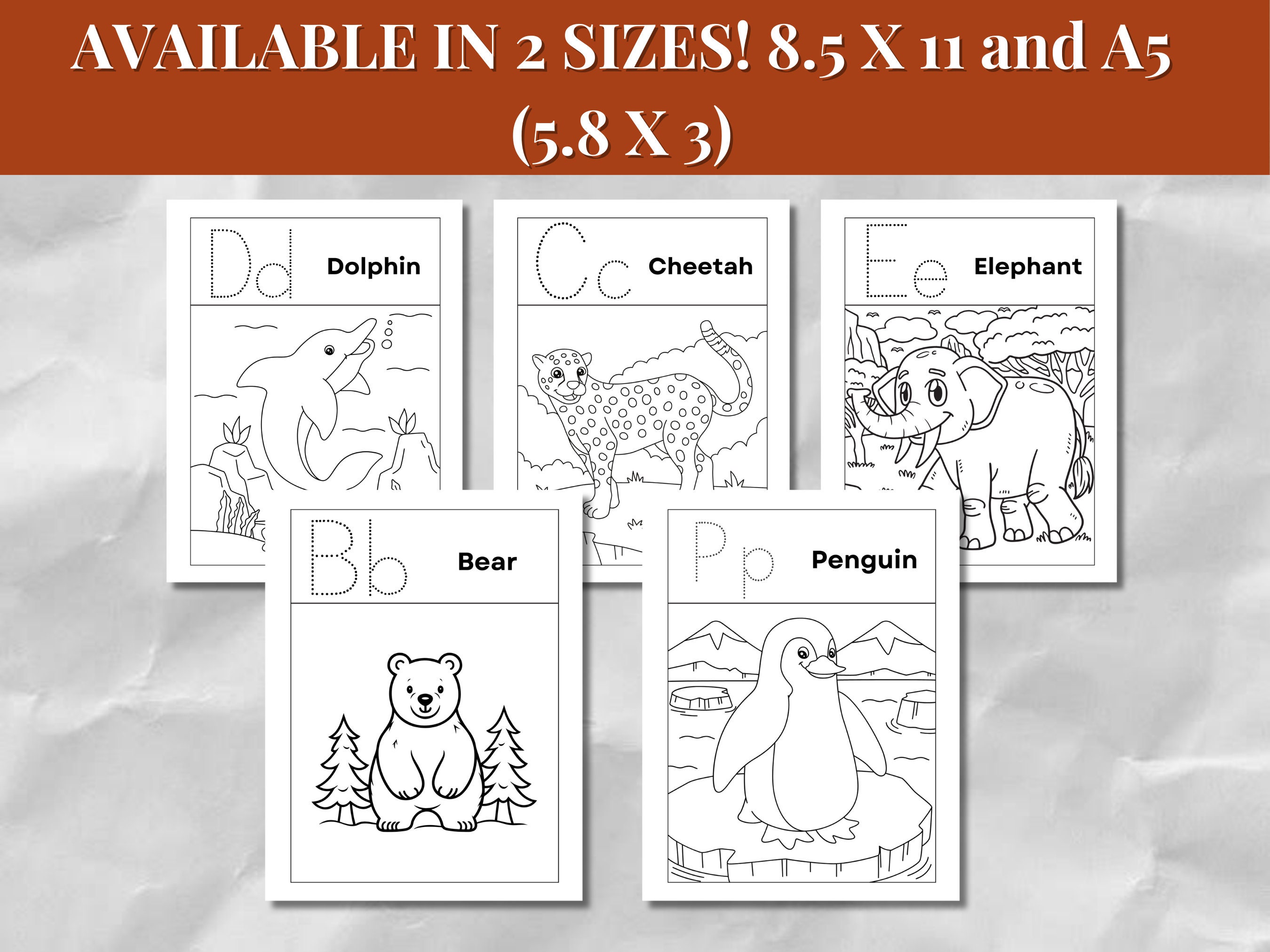 Safari Animals Coloring Pages ABC Tracing Activity Homeschool Preschool ...