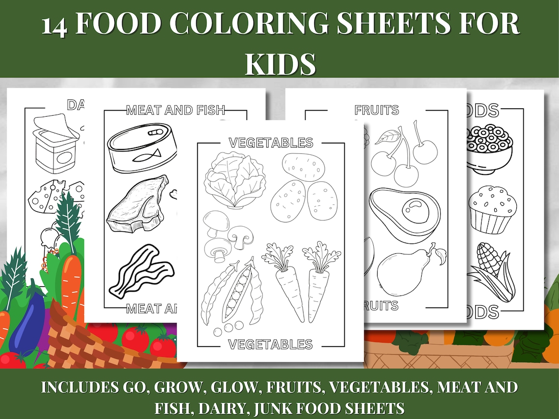 14 Page Printable Food Coloring Sheets for Toddlers--fun Learning ...