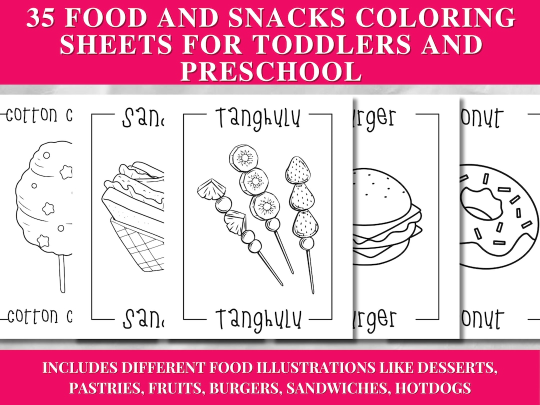 35 Food and Snacks Coloring Pages for Kindergarten, Kids Educational ...