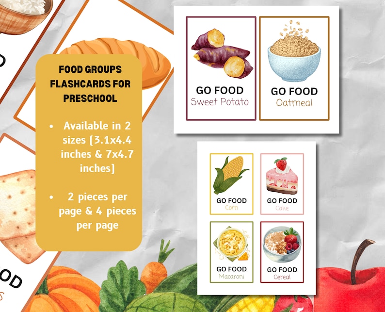 40 Food Flash Cards Fruits and Vegetable Flash Cards Food Group Cards ...
