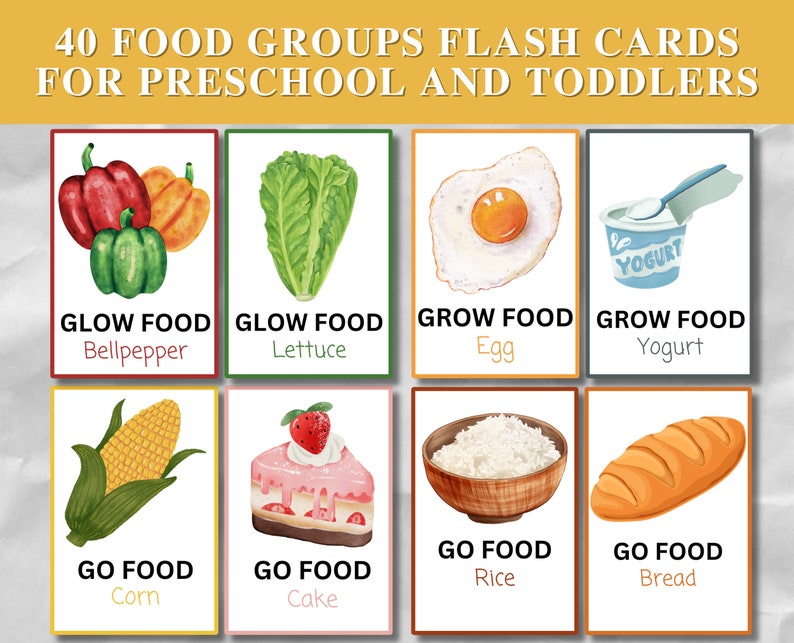 40 Food Flash Cards Fruits and Vegetable Flash Cards Food Group Cards ...