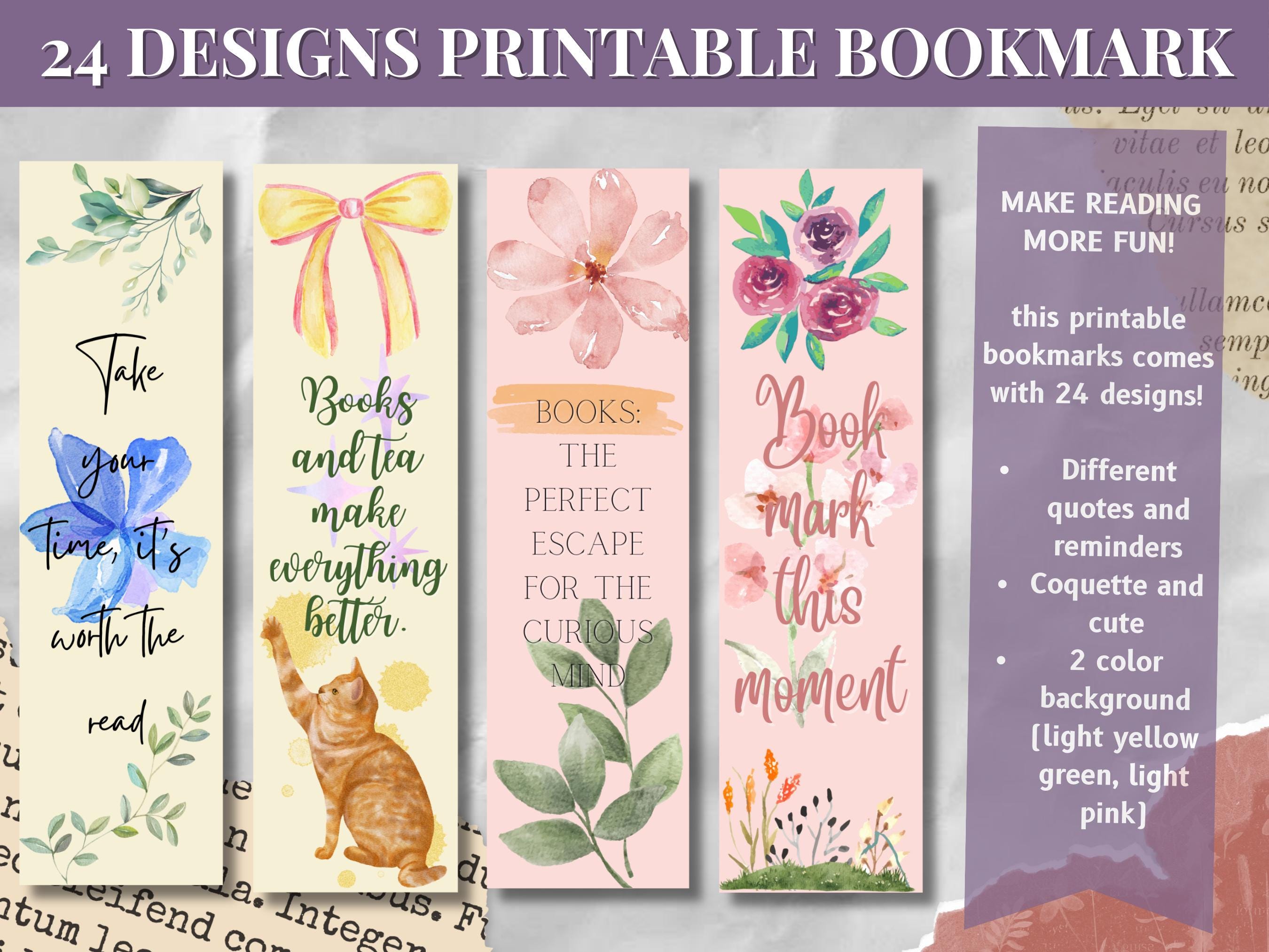 24 Printable Aesthetic Simple Bookmark Bibliophile Gifts for Smut and ...