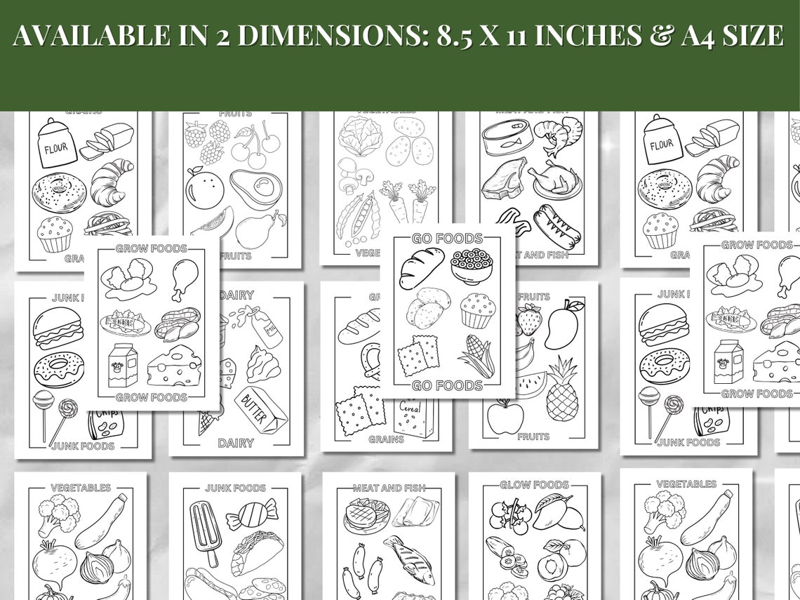 14 Page Printable Food Coloring Sheets for Toddlers--fun Learning ...
