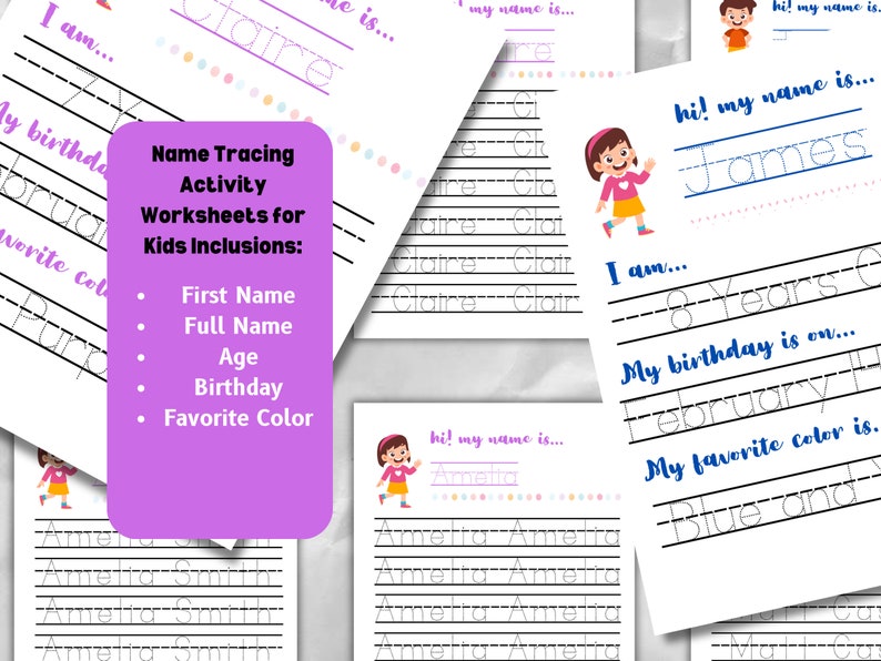 Custom Name Tracing Worksheet Handwriting Practice for Kids ...