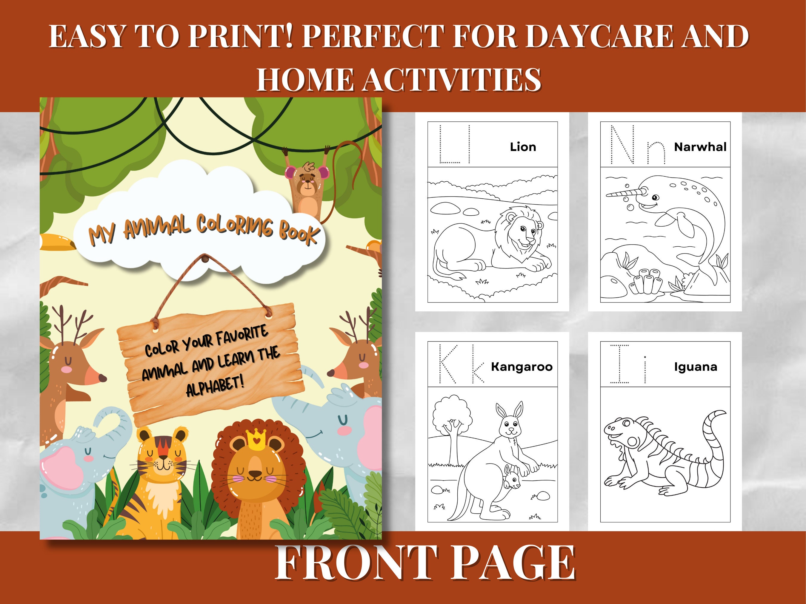Safari Animals Coloring Pages and ABC Tracing Activity, Homeschool ...