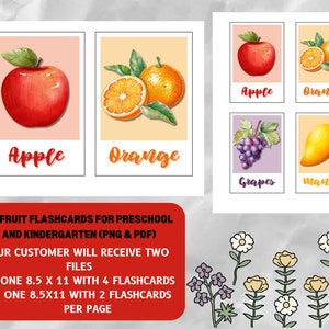 32 Fruit Cards for Toddlers, Printable Fruits Flashcards Watercolor ...