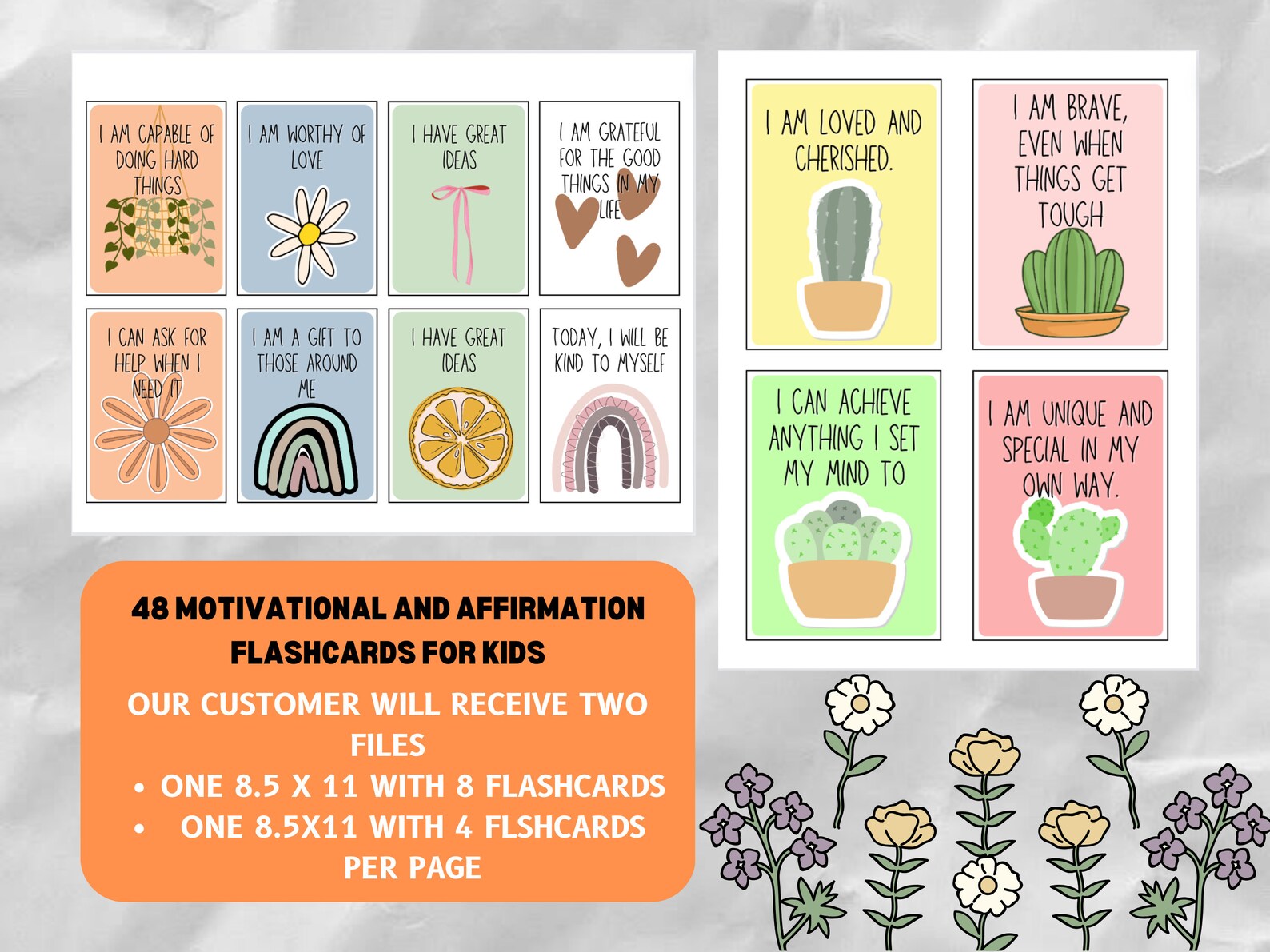 48 Positive Affirmation Cards for Kids, Kindness and Inspirational ...