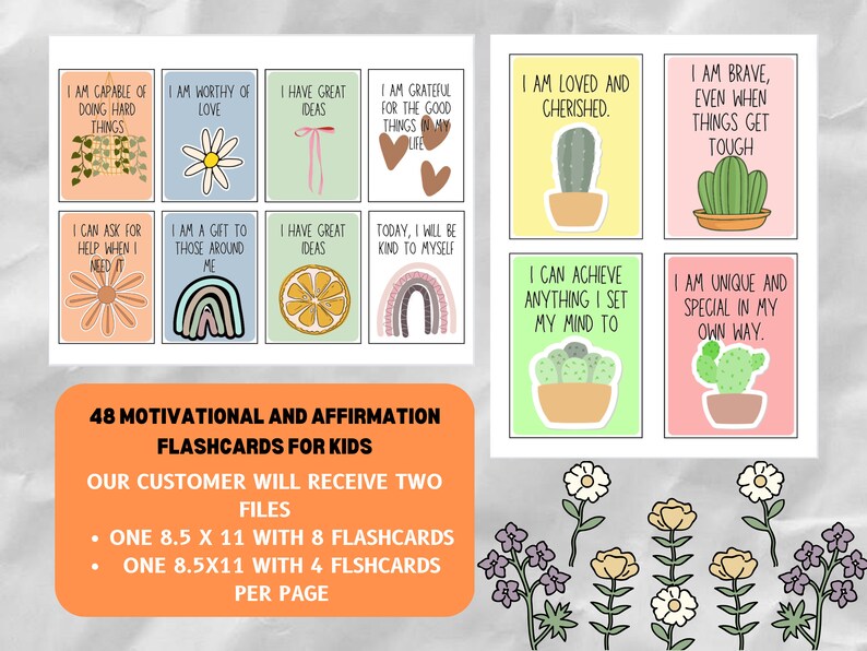48 Positive Affirmation Cards for Kids, Kindness and Inspirational ...