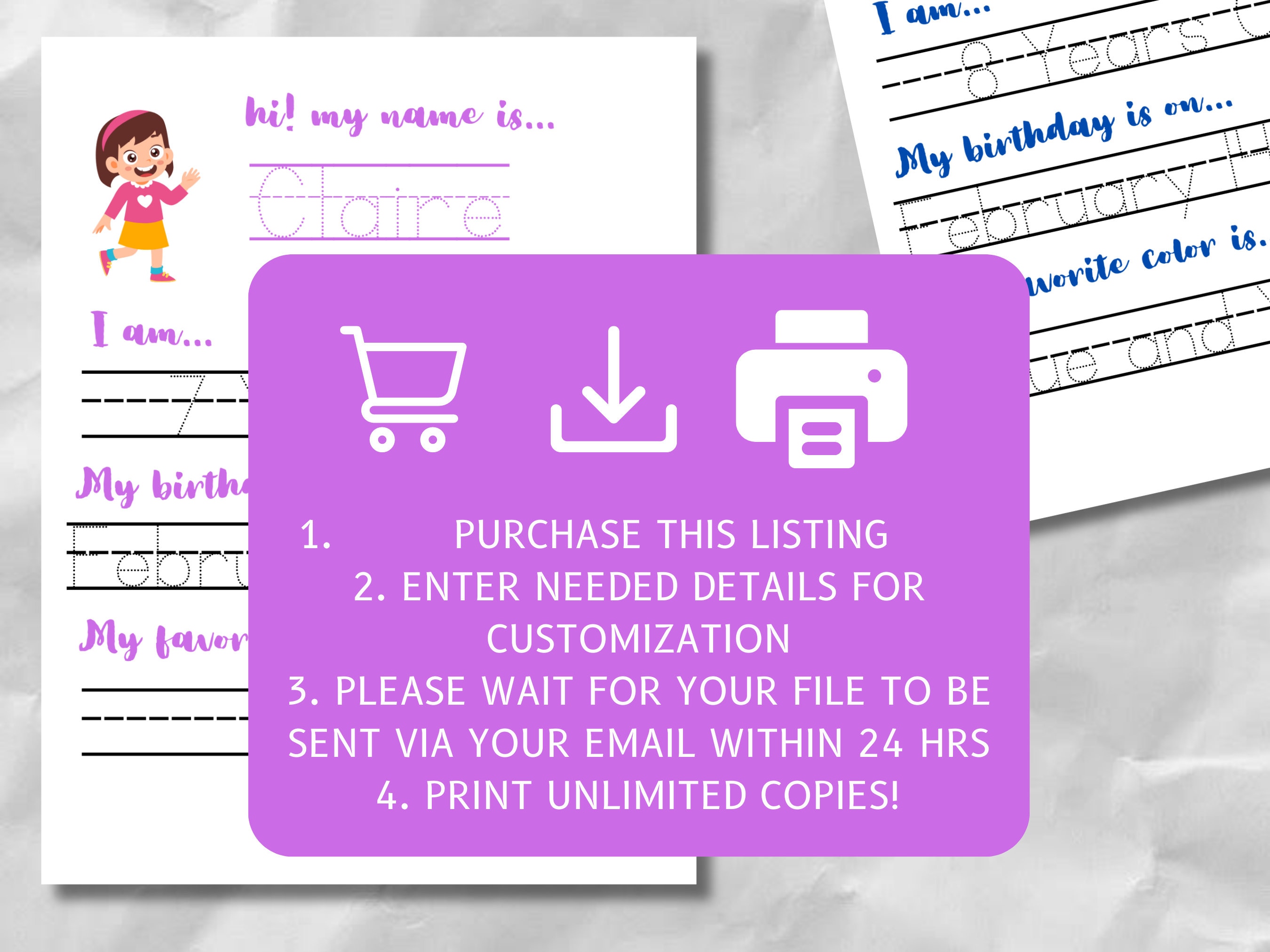 Custom Name Tracing Worksheet Handwriting Practice for Kids ...