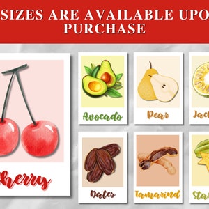 32 Fruit Cards for Toddlers, Printable Fruits Flashcards Watercolor ...