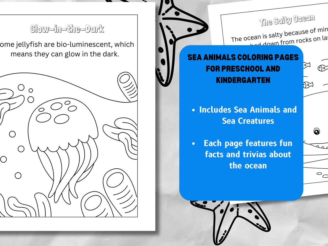 Sea Animals Coloring Pages for Kids, Activity Worksheets for Birthday ...