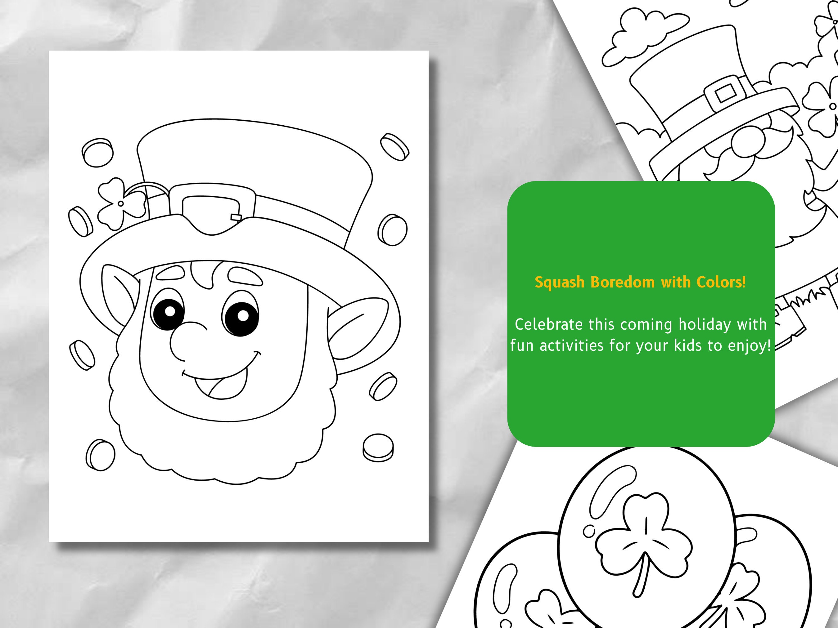 St. Patricks Day Coloring Sheet Set for Kids, Instant Download, Easy ...