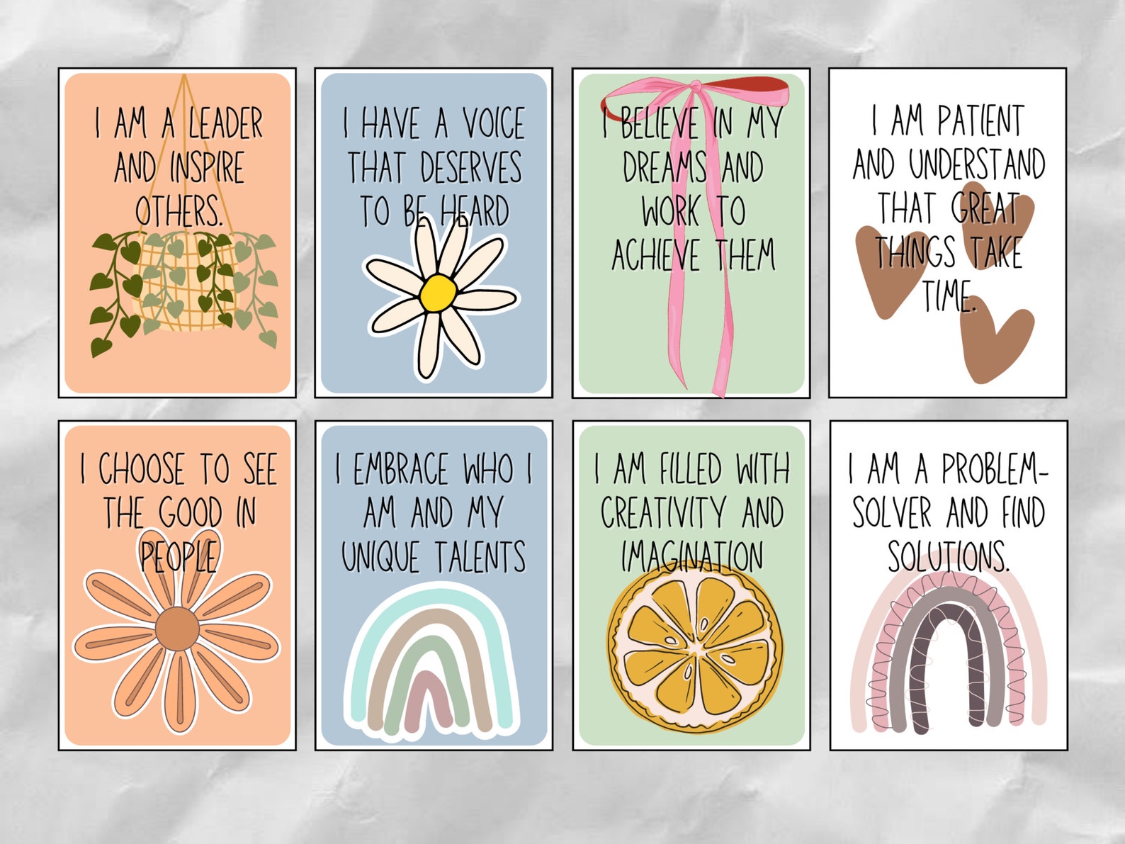 48 Positive Affirmation Cards for Kids, Kindness and Inspirational ...