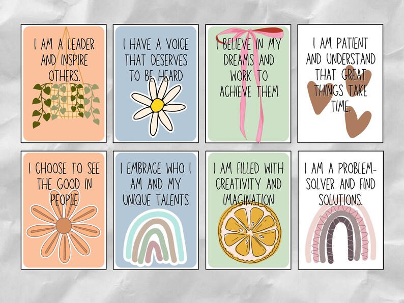 48 Positive Affirmation Cards for Kids, Kindness and Inspirational ...