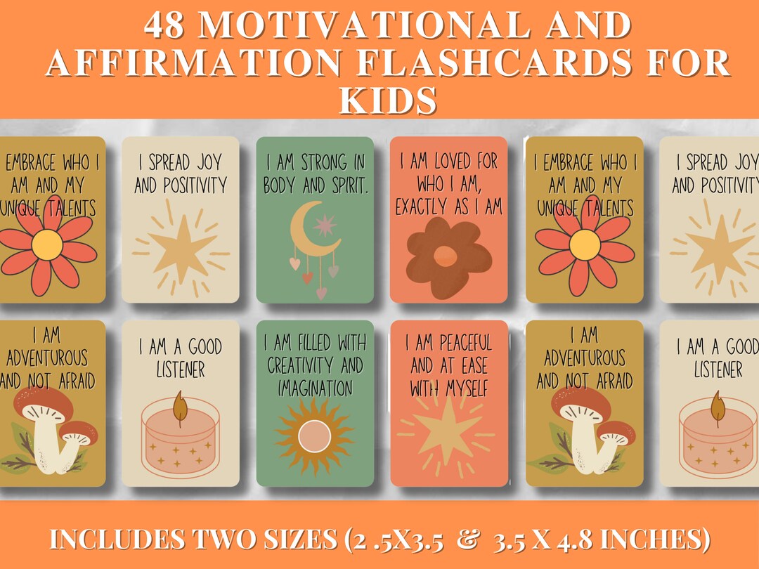 48 Positive Affirmation Cards for Kids, Kindness and Inspirational ...