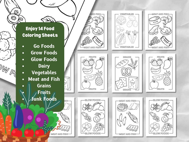 14 Page Printable Food Coloring Sheets for Toddlers--fun Learning ...