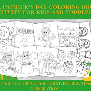 St. Patricks Day Coloring Sheet Set for Kids, Instant Download, Easy ...