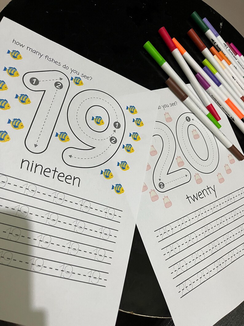 1-20 Number Tracing Worksheets for Preschool, Tracing Worksheets ...