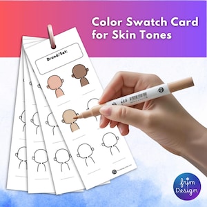 Mini Skin Tone Swatch Cards – Cute Chibi Portrait for Color Layering ...