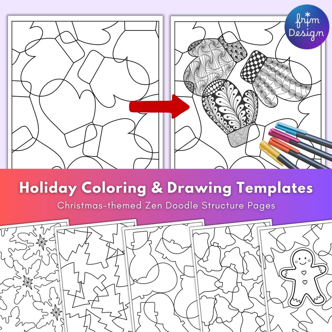 Zen Tangle Outline Templates | Christmas-themed Drawing Pages for ...