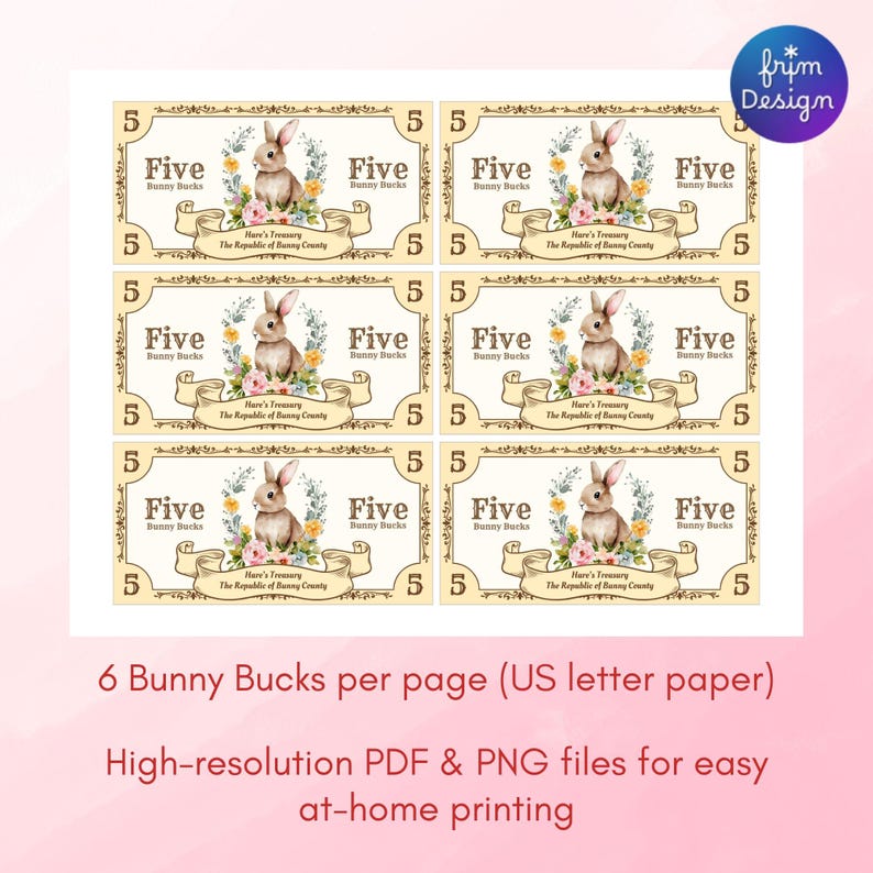 Printable Easter Bunny Money | Vintage-inspired Easter Bunny Bucks ...