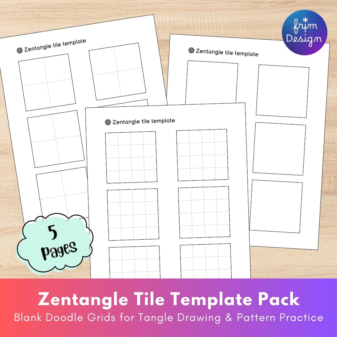 Zentangle Grid Tile Templates – Doodle Tangle Practice Sheets for ...
