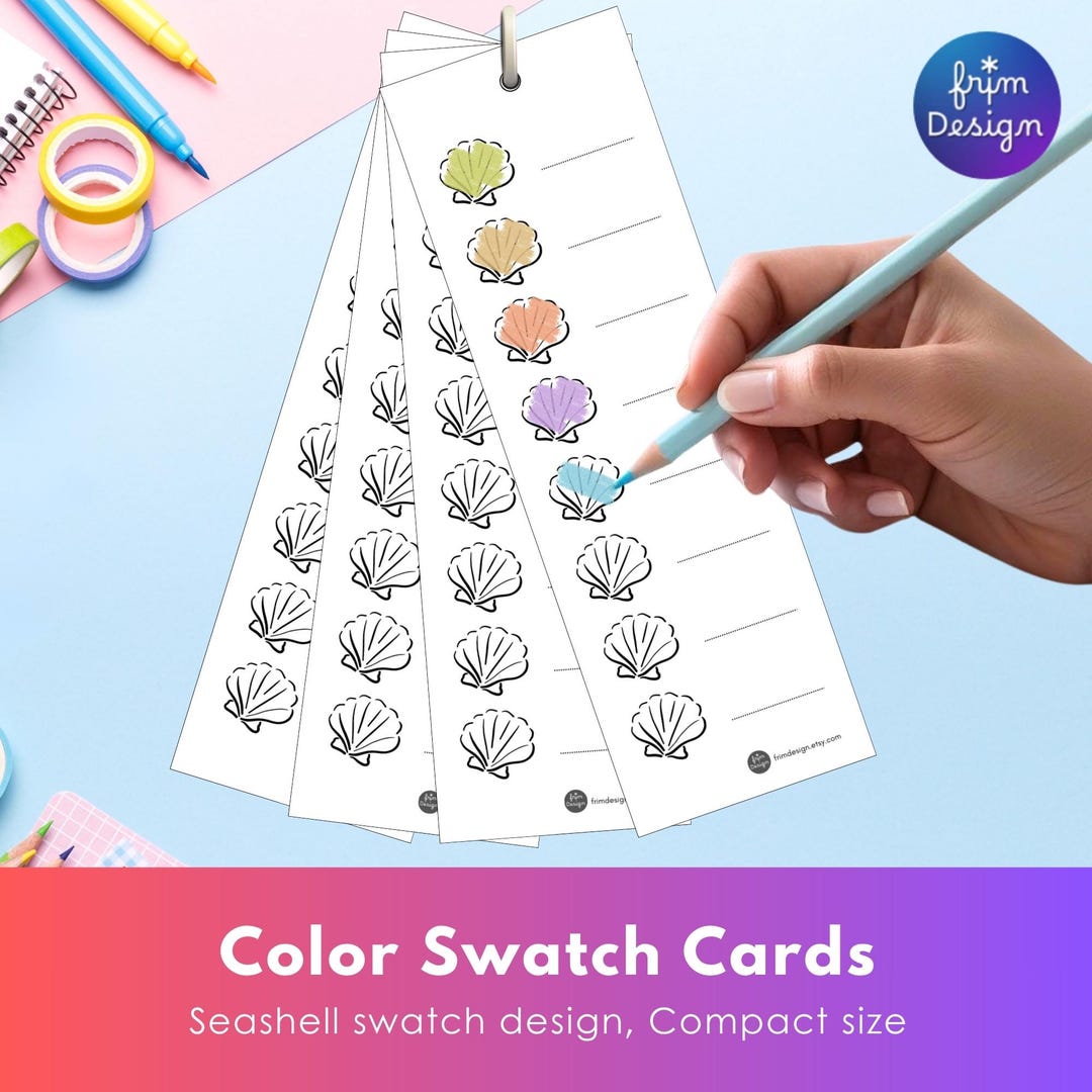 Color Swatch Cards, Mini Seashell Swatch Design for Summer Palette ...