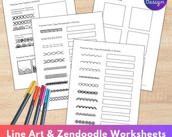 Doodle Practice Worksheets: Beginner Zentangle Patterns & How to Line ...