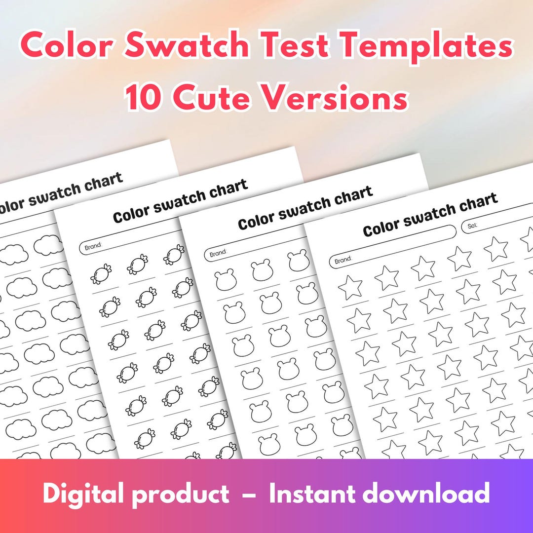Color Swatch Test Chart Templates Cute Swatch Shapes 48 Swatches per ...