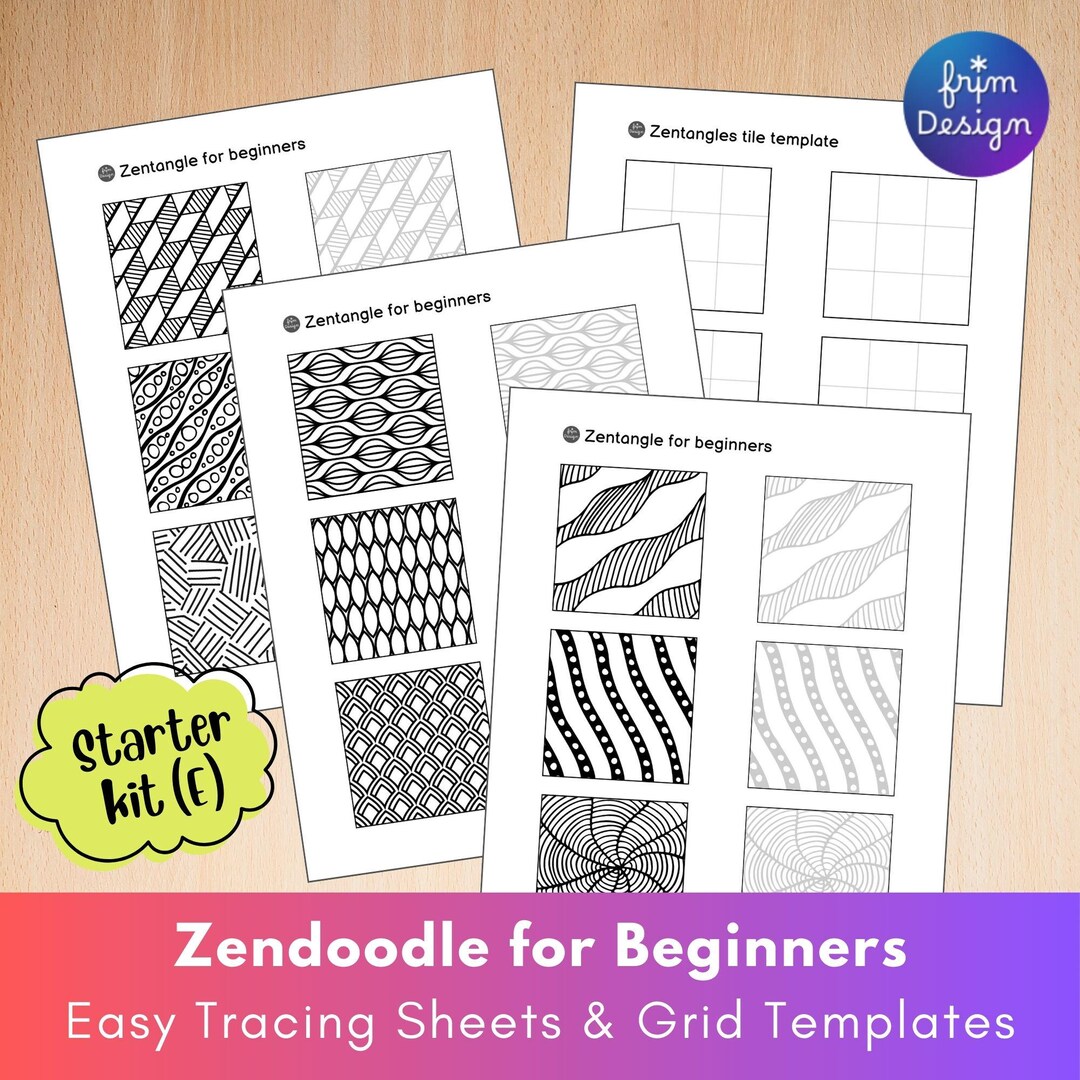 Zen Tangle Pattern Worksheets With Bold Lines – Traceable Practice ...
