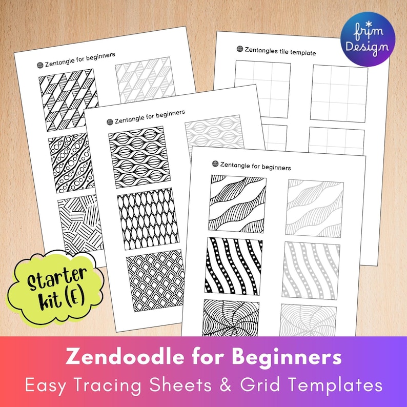Zen Tangle Pattern Worksheets With Bold Lines – Traceable Practice ...