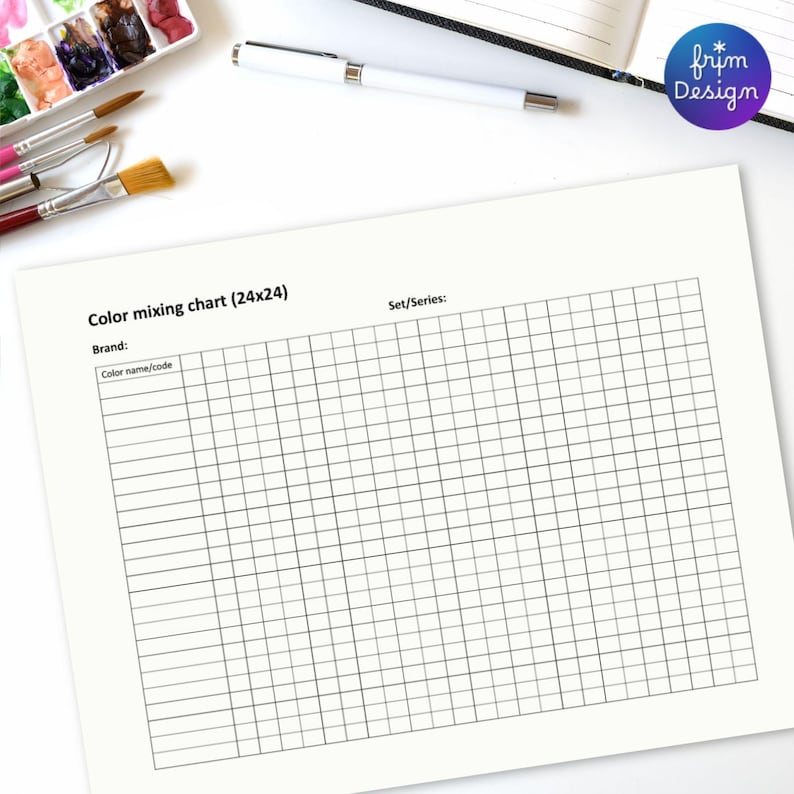 Blank Color Mixing Chart, 12 & 24 Colors Palette Templates, Printable ...