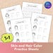 Skin & Hair Color Practice Worksheets – Portrait Coloring Templates for ...