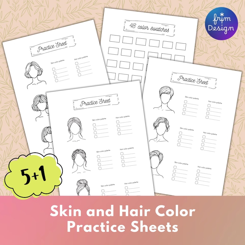 Skin & Hair Color Practice Worksheets – Portrait Coloring Templates for ...