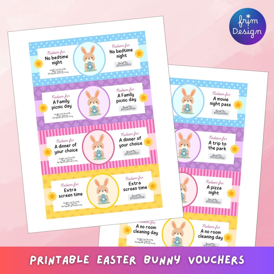 Easter Bunny Money Printable – Cute & Colorful Easter Coupons | Easter ...
