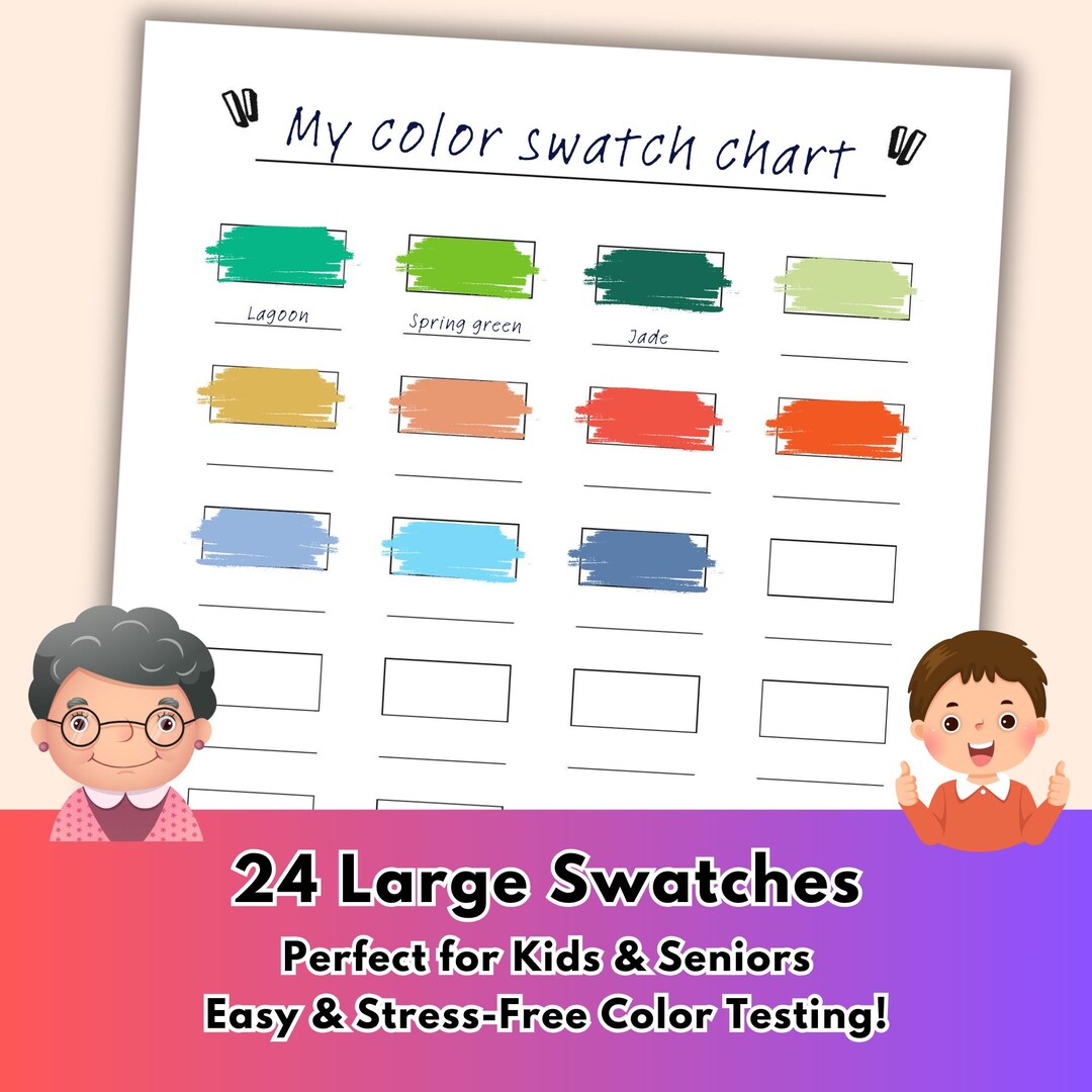 Color Swatch Chart: 24 Large Rectangle Swatches (digital Download) - Etsy