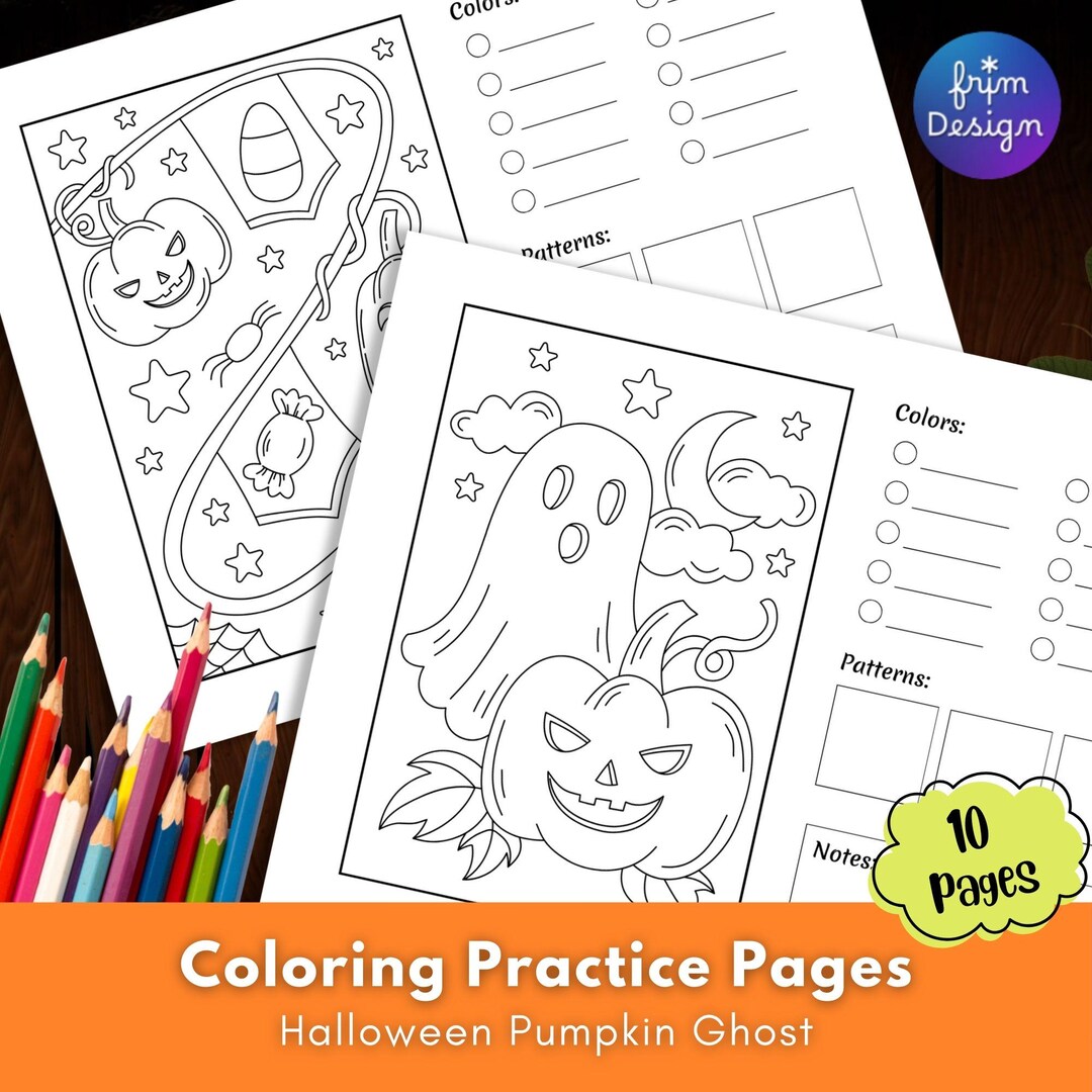Halloween Coloring Practice Pages: Spooky Ghosts & Pumpkins (PDF ...