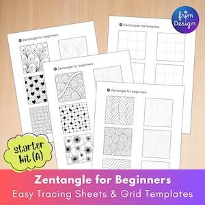 Zentangle Practice Worksheets – Traceable Pattern Pages + Grid Tile ...